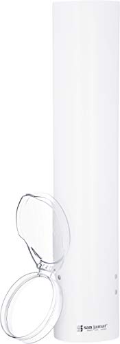 San Jamar C4160WH Small Pull-Type Water Cup Dispenser, Fits 3 to 4-1/2 oz Cone Cups and 3 to 5 oz Flat Bottom Cups, White