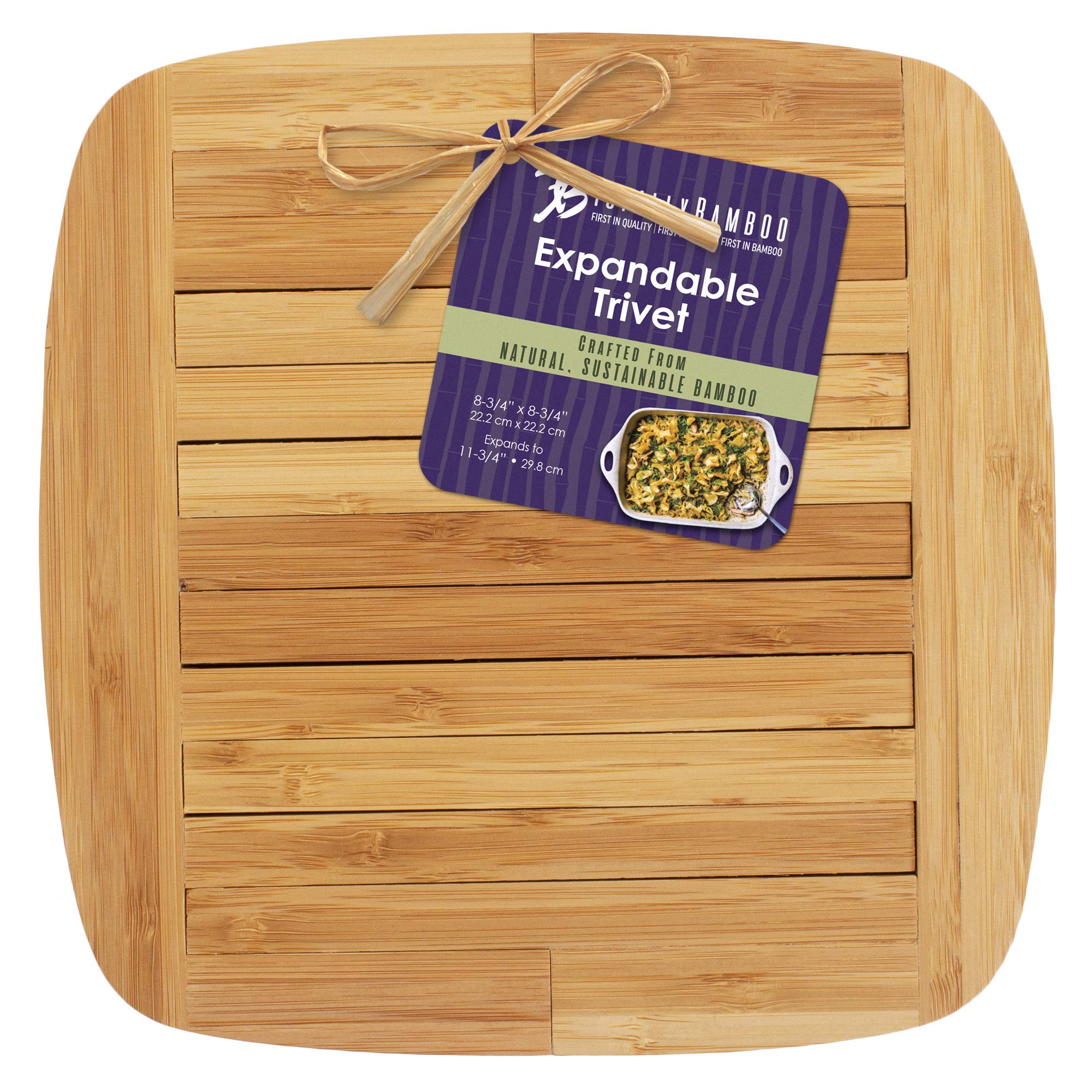 Totally Bamboo Expandable Bamboo Trivet, 8.75" by 8.75", Brown