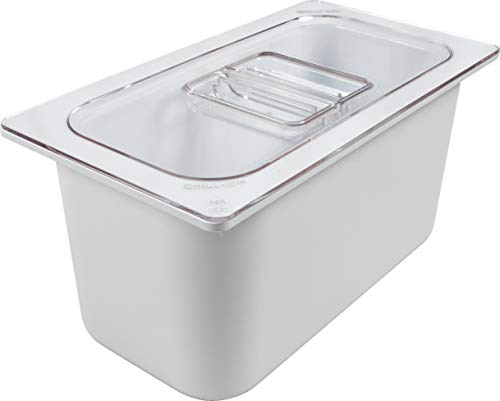 San Jamar CI7003WH Stackable Chill-It Food Pan, 1/3 Size, 6" Deep, Plastic, White, NSF