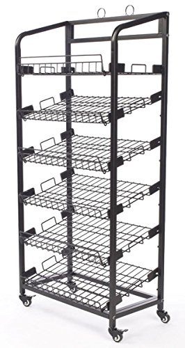 Displays2go Steel Baker's Rack with Wheels Six Wire Shelves, Black