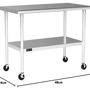 TRINITY EcoStorage NSF Stainless Steel Table with Wheels, 48-Inch