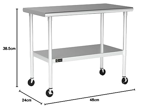 TRINITY EcoStorage NSF Stainless Steel Table with Wheels, 48-Inch