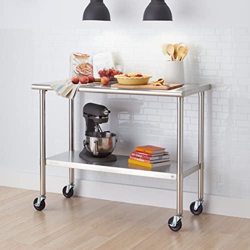 TRINITY EcoStorage NSF Stainless Steel Table with Wheels, 48-Inch