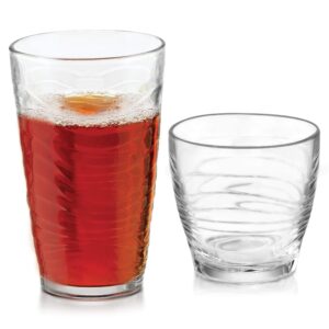 libbey orbita 16-piece tumbler and rocks glass set