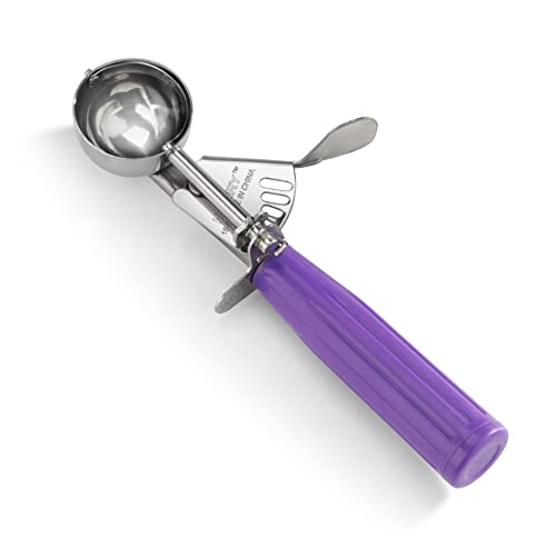 New Star Foodservice 34905 Commercial-Grade Thumb Press Food Disher/Ice Cream Scoop, 18/8 Stainless Steel, 0.875 oz, Size 40, Purple