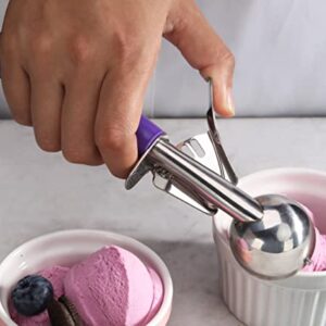 New Star Foodservice 34905 Commercial-Grade Thumb Press Food Disher/Ice Cream Scoop, 18/8 Stainless Steel, 0.875 oz, Size 40, Purple