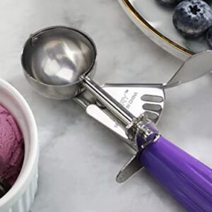 New Star Foodservice 34905 Commercial-Grade Thumb Press Food Disher/Ice Cream Scoop, 18/8 Stainless Steel, 0.875 oz, Size 40, Purple