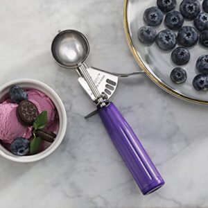 New Star Foodservice 34905 Commercial-Grade Thumb Press Food Disher/Ice Cream Scoop, 18/8 Stainless Steel, 0.875 oz, Size 40, Purple