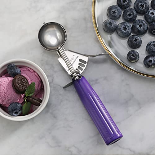 New Star Foodservice 34905 Commercial-Grade Thumb Press Food Disher/Ice Cream Scoop, 18/8 Stainless Steel, 0.875 oz, Size 40, Purple