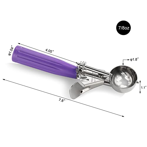 New Star Foodservice 34905 Commercial-Grade Thumb Press Food Disher/Ice Cream Scoop, 18/8 Stainless Steel, 0.875 oz, Size 40, Purple