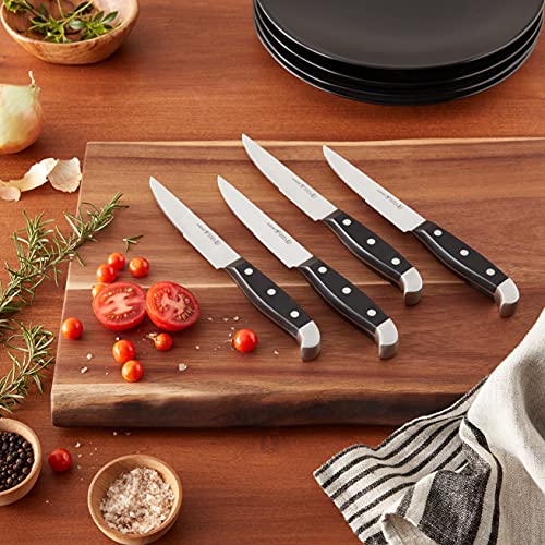 HENCKELS Statement Razor-Sharp Steak Knife Set of 4, German Engineered Informed by 100+ Years of Mastery, Black/Stainless Steel