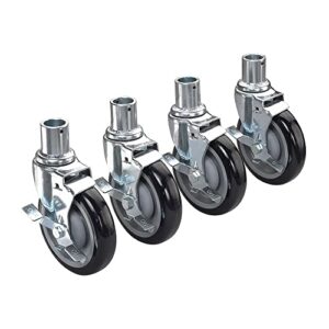 krowne 28-151s krowne shelving caster, locking wheels, 5" diameter, 220 lbs per caster load capacity, grease resistant, raises height of equipment 6" (set of 4)​‌‌​‌‌‍​​‌‌​‌‌‍​​‌‌‌​‍​​‌‌‌​‍​‌​​‌​‍