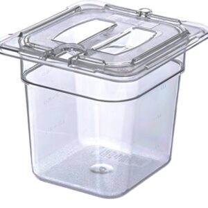 Carlisle FoodService Products 10311U07 Polypropylene Universal Handled Notched Lid, 6-7/8" Length x 6.31" Width x 7/8" Height, Clear, For TopNotch One-Sixth Size Food Pans (Case of 6)