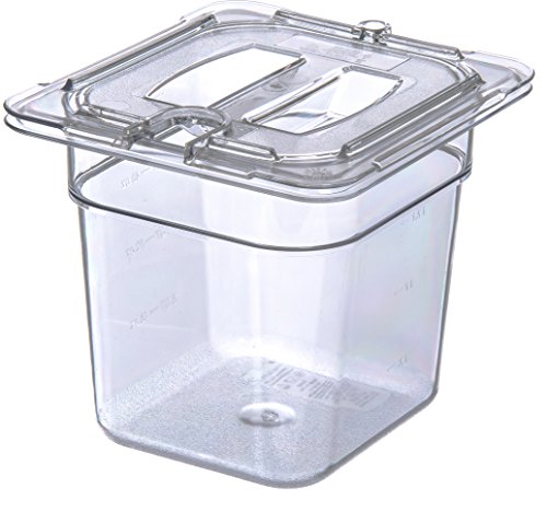 Carlisle FoodService Products 10311U07 Polypropylene Universal Handled Notched Lid, 6-7/8" Length x 6.31" Width x 7/8" Height, Clear, For TopNotch One-Sixth Size Food Pans (Case of 6)