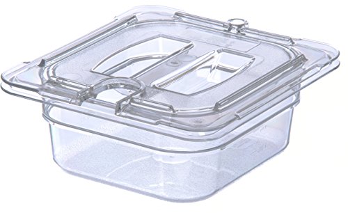 Carlisle FoodService Products 10311U07 Polypropylene Universal Handled Notched Lid, 6-7/8" Length x 6.31" Width x 7/8" Height, Clear, For TopNotch One-Sixth Size Food Pans (Case of 6)