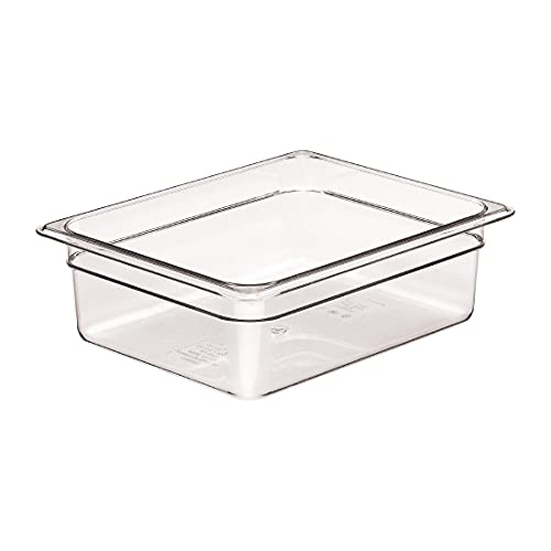 Camwear Food Pan, Plastic, 1/2 Size, 4'' Deep, Polycarbonate, Clear