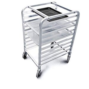 New Star Foodservice 36510 Commercial-Grade Aluminum 10-Tier Sheet Pan/Bun Pan Rack, 26" L x 20" W x 38" H with Brake Wheels