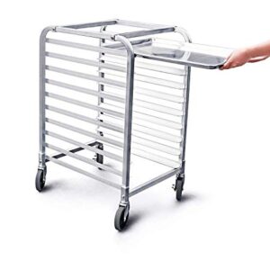 New Star Foodservice 36510 Commercial-Grade Aluminum 10-Tier Sheet Pan/Bun Pan Rack, 26" L x 20" W x 38" H with Brake Wheels