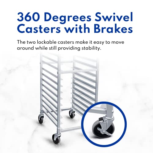 New Star Foodservice 36527 Commercial-Grade Aluminum 20-Tier Sheet Pan/Bun Pan Rack, 26" L x 20" W x 69" H with Brake Wheels