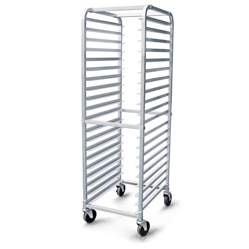 New Star Foodservice 36527 Commercial-Grade Aluminum 20-Tier Sheet Pan/Bun Pan Rack, 26" L x 20" W x 69" H with Brake Wheels