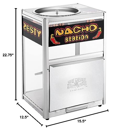 Great Northern Nacho Station Commercial Grade Nacho Warmer Merchandiser, Keeps Chips Warm and Fresh for Hours, Easy to Setup, Stainless Steel Frames with Heavy Duty Plate Glass