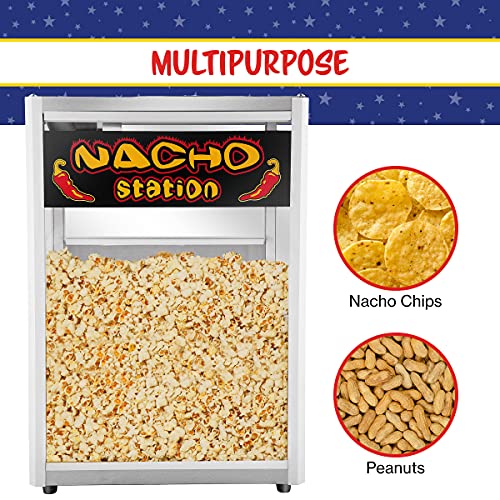 Great Northern Nacho Station Commercial Grade Nacho Warmer Merchandiser, Keeps Chips Warm and Fresh for Hours, Easy to Setup, Stainless Steel Frames with Heavy Duty Plate Glass