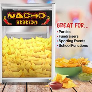 Great Northern Nacho Station Commercial Grade Nacho Warmer Merchandiser, Keeps Chips Warm and Fresh for Hours, Easy to Setup, Stainless Steel Frames with Heavy Duty Plate Glass