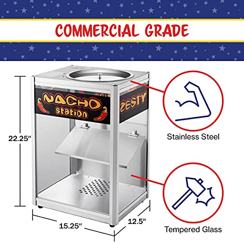 Great Northern Nacho Station Commercial Grade Nacho Warmer Merchandiser, Keeps Chips Warm and Fresh for Hours, Easy to Setup, Stainless Steel Frames with Heavy Duty Plate Glass