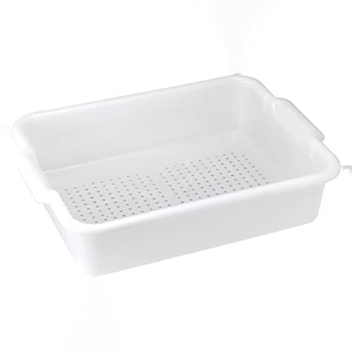 Winco Perforated Bus Box Dish Tub for Restaurants, White