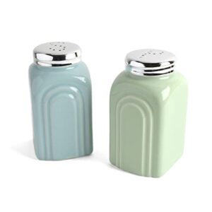 50s retro stoneware salt and pepper shakers set