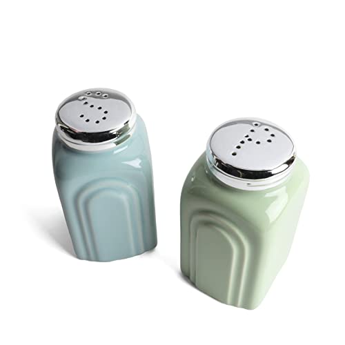 50s Retro Stoneware Salt and Pepper Shakers Set