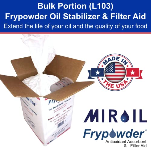 MirOil L103 BULK SAVER Fry Powder Oil Stabilizer and Filter Aid, CS of 3 x gallons for Fryers Oil Saving, Item 403000, Reduce Oil Usage