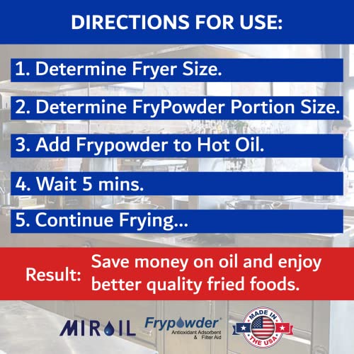 MirOil L103 BULK SAVER Fry Powder Oil Stabilizer and Filter Aid, CS of 3 x gallons for Fryers Oil Saving, Item 403000, Reduce Oil Usage