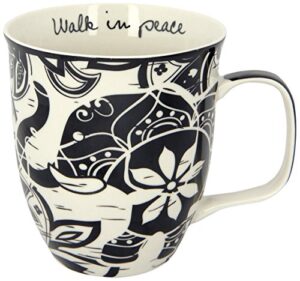 karma ceramic black and white boho mug, 1 count (pack of 1), elephant