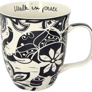 Karma Ceramic Black and White Boho Mug, 1 Count (Pack of 1), Elephant