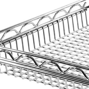 Seville Classics UltraDurable NSF Commercial Heavy Duty Metal Rolling Utility Cart, w/ Steel Shelves, Handle Bar for Restaurant, Garage, Warehouse, Kitchen, Office, Deep Top Basket (34.75"W x 18.25"D)