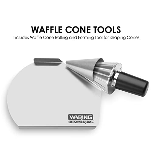 Waring Commercial Single Waffle Cone Maker, Heavy Duty Die Cast Housing, Non Stick Plates, Produces 60 Waffle Cones per Hour, 120V, 1200W, 5-15 Phase Plug