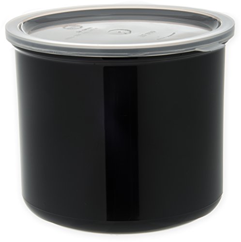 Carlisle FoodService Products Round Storage Container with Lid, 4 Quart Crock, Black