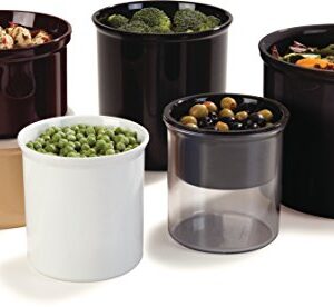 Carlisle FoodService Products Round Storage Container with Lid, 4 Quart Crock, Black