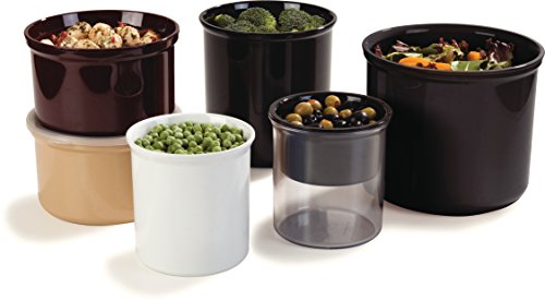 Carlisle FoodService Products Round Storage Container with Lid, 4 Quart Crock, Black