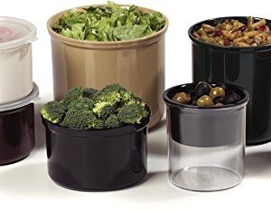 Carlisle FoodService Products Round Storage Container with Lid, 4 Quart Crock, Black