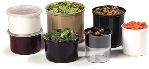 Carlisle FoodService Products Round Storage Container with Lid, 4 Quart Crock, Black