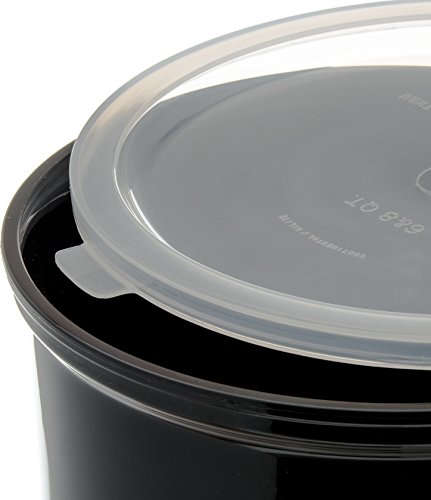 Carlisle FoodService Products Round Storage Container with Lid, 4 Quart Crock, Black