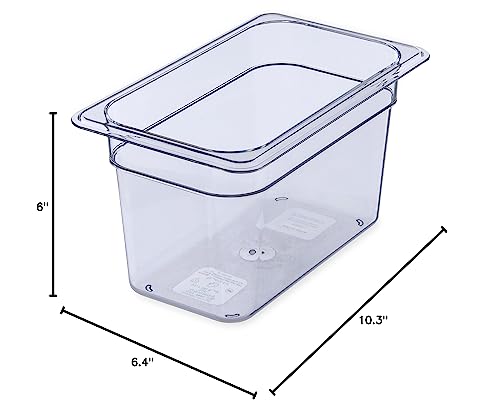 Carlisle FoodService Products Plastic Food Pan 1/4 Size 6 Inches Deep Clear