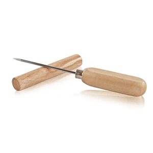 true spike wood ice pick, wood handle stainless steel ice shaper, bar & cocktail tools