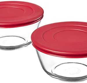 Anchor Hocking 91858 Glass Mixing Bowls with Lids, Cherry, 4 Quart (Set of 2) -