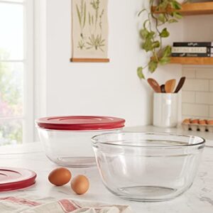 Anchor Hocking 91858 Glass Mixing Bowls with Lids, Cherry, 4 Quart (Set of 2) -