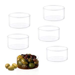 borosil small glass bowls, 6 oz, set of 6, clear glass ramekin, lightweight katori bowls for kitchen, heat resistant, glass prep bowls, glass desserts cups, condiment bowls, freezer & dishwasher safe