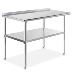 gridmann stainless steel kitchen prep table 48 x 24 inches with backsplash & under shelf, nsf commercial work table for restaurant and home