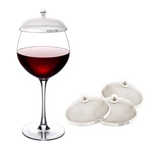 bevhat stainless steel wine glass cover (pack of 4). keep the bugs out of your drinks while outdoors. outdoor drink covers for coffee mugs, tea cups, and water glasses. wine accessories to protect your beverage outside.